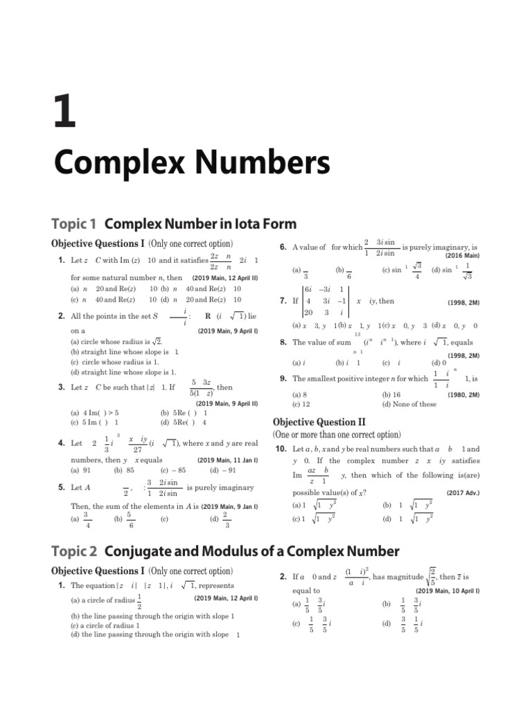 Complex Numbers: Complex Number in Iota Form | PDF