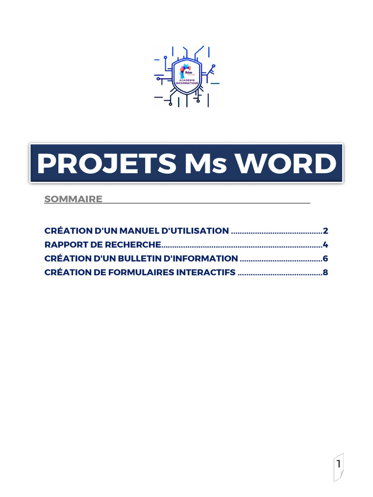 CONTENUS PROJETS Ms WORD | PDF