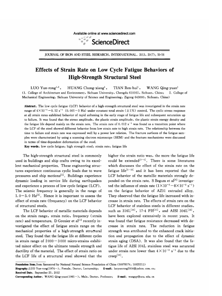 LCF of Low Carbon Steel | PDF