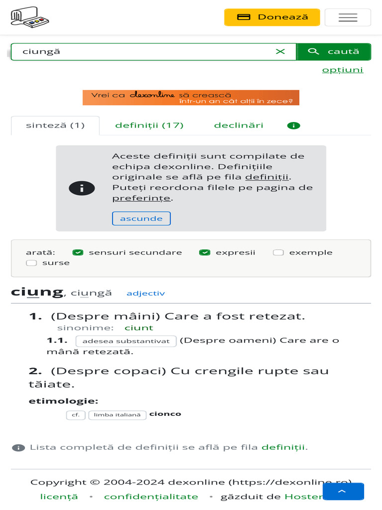 Ciungă - Definiție Și Paradigmă Dexonline | PDF