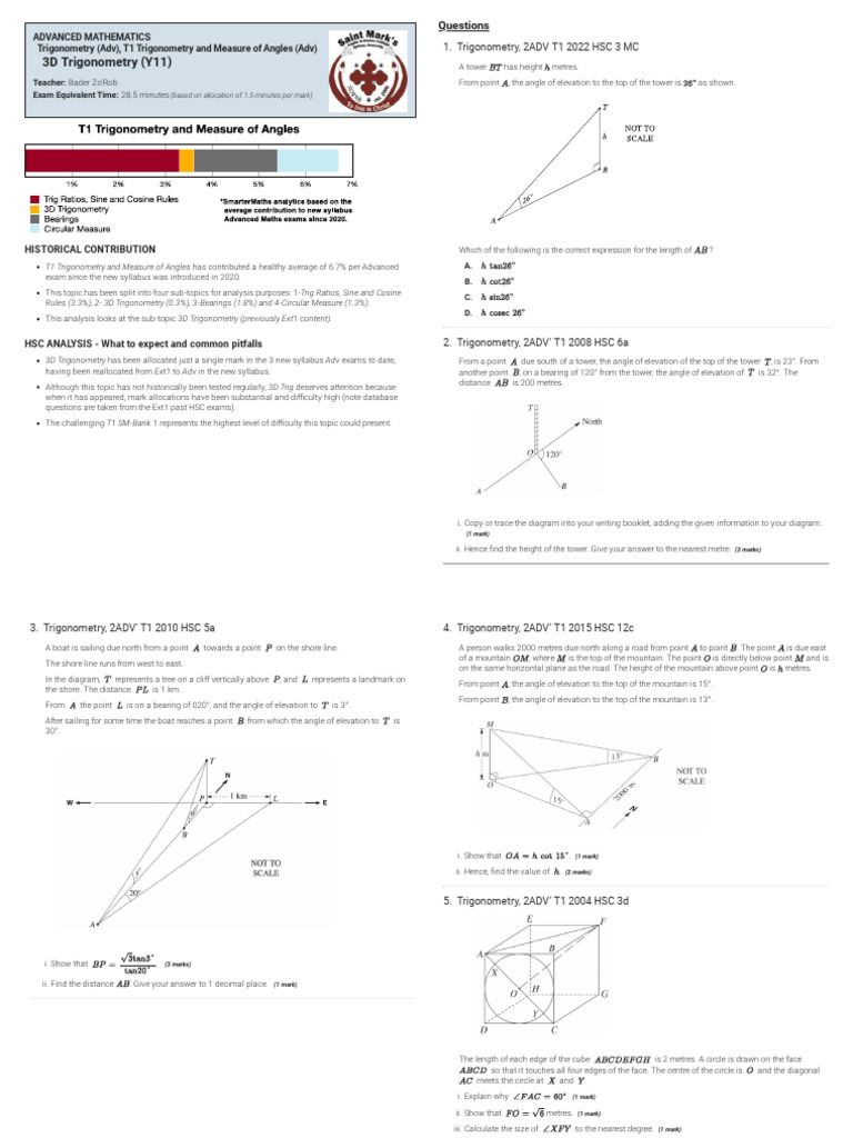 3D Trigonometry Yr 11 (2U) | PDF
