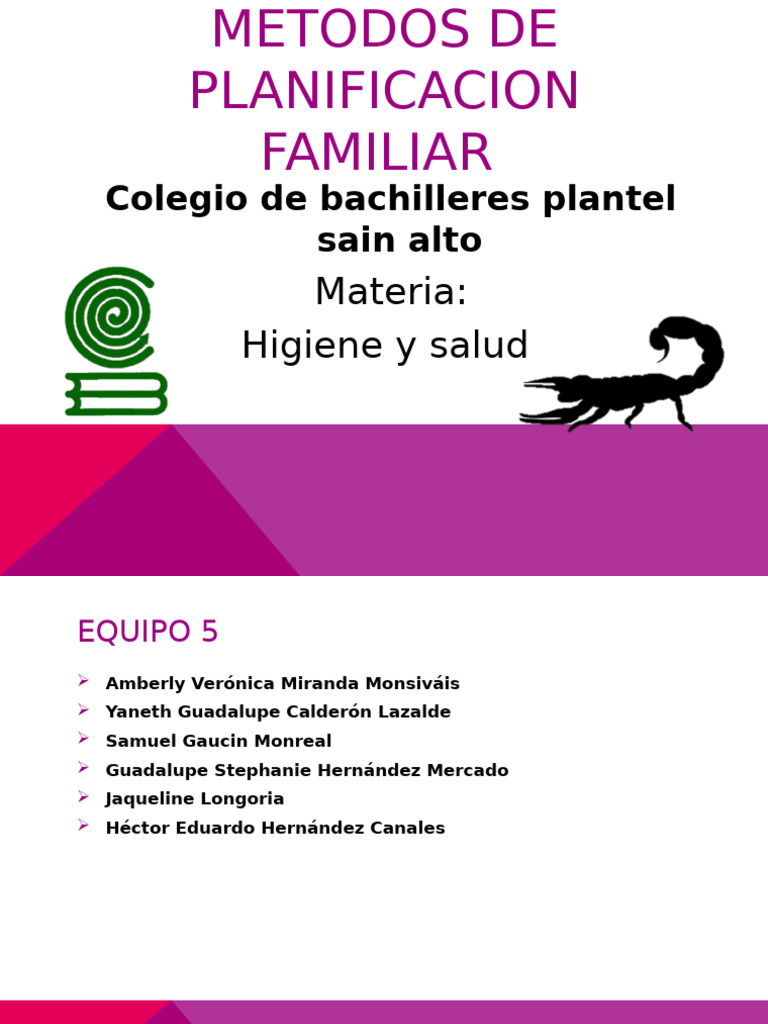 Metodos de Planificacion Familiar | PDF