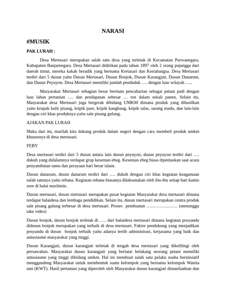 Narasi Video Profil | PDF