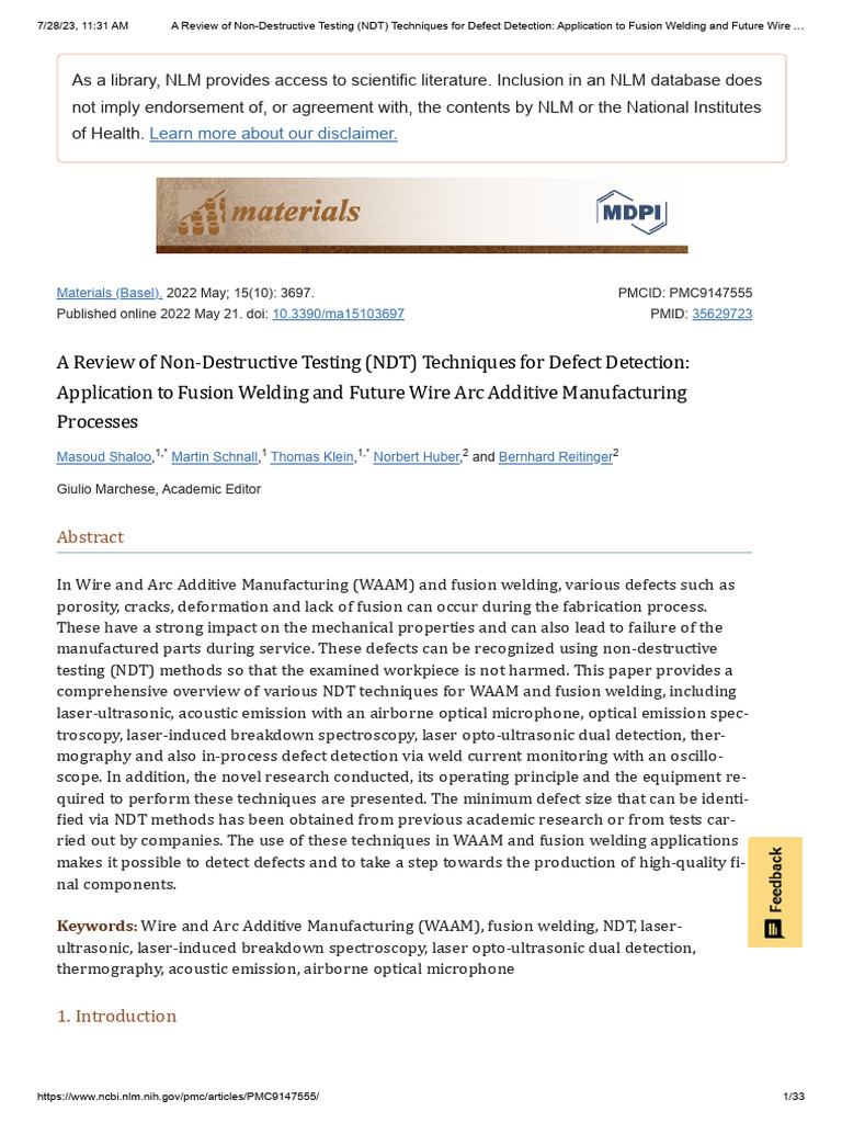 Review Paper On NDE Techniques On Welding | PDF | Nondestructive ...