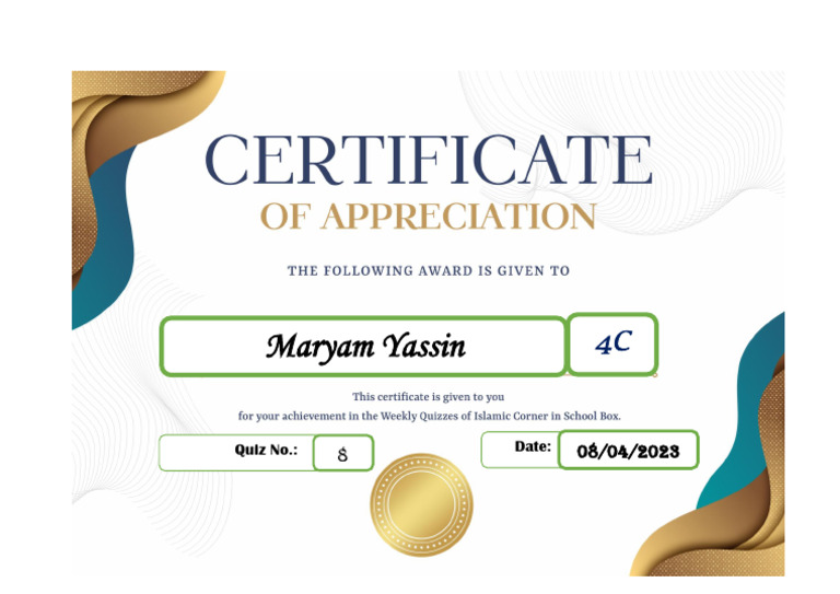 Certificate by a random student :) | PDF