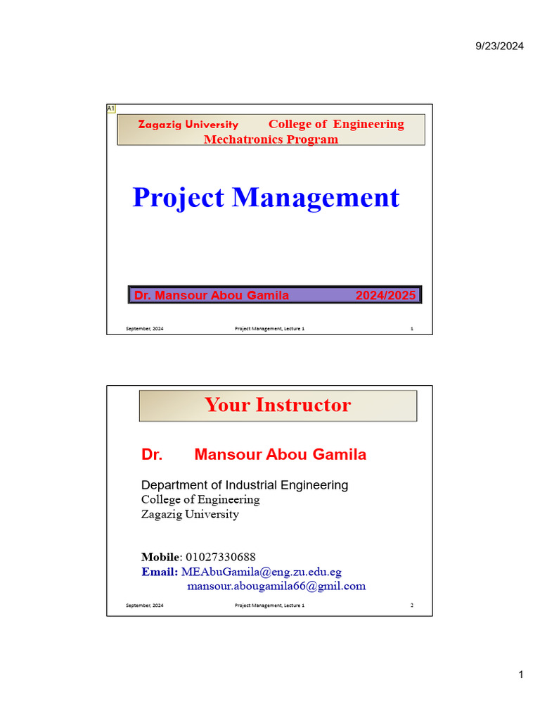 Project Management Lecture 1 Pdf Project Management Art