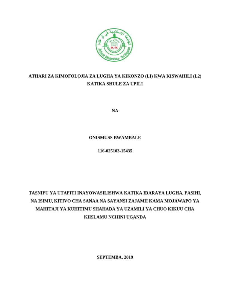 Bwambale Onismuss | PDF