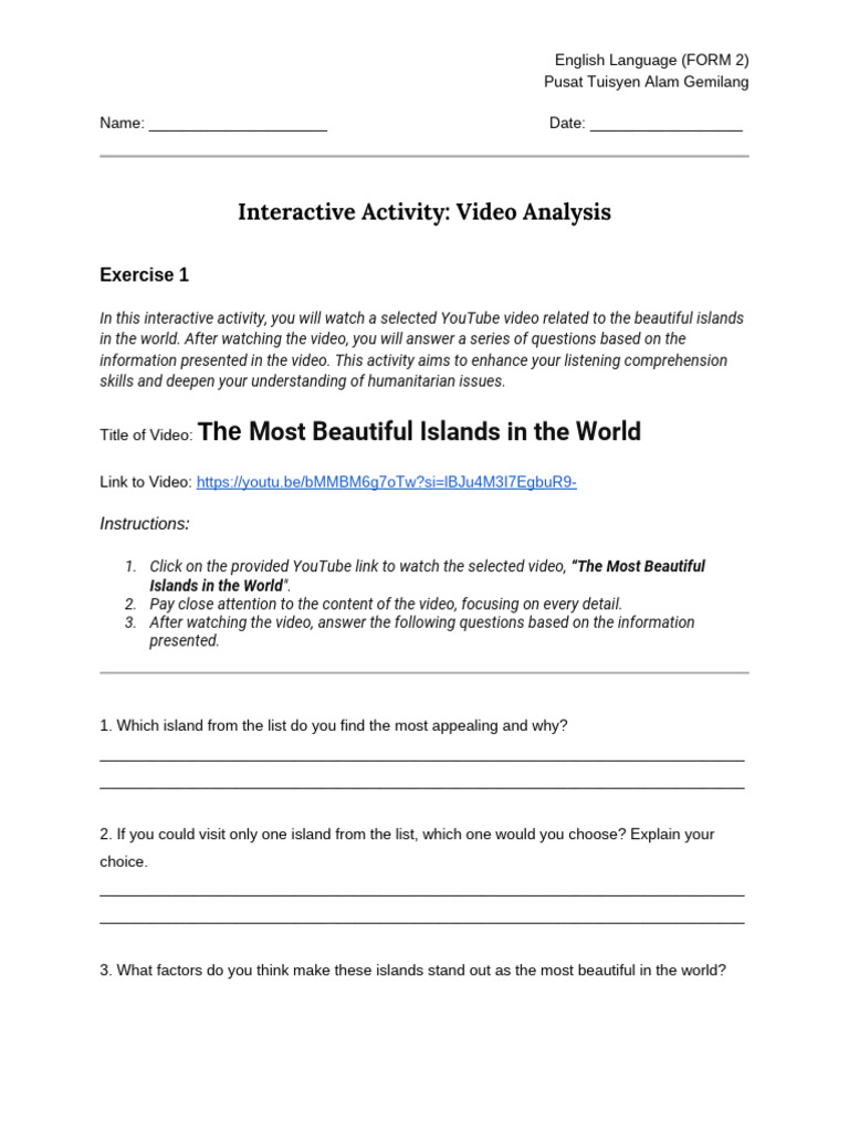 Interactive Activity - Video Analysis | PDF
