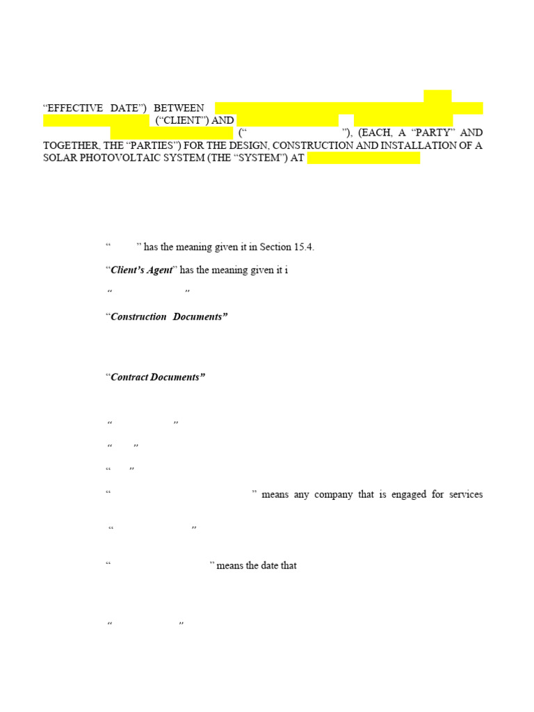 Exhibit D EPC Contract Template | PDF