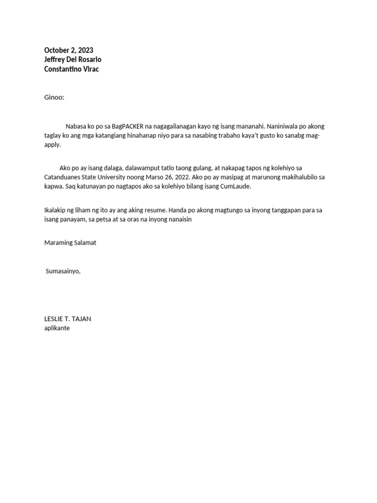 Application Letter (1) | PDF