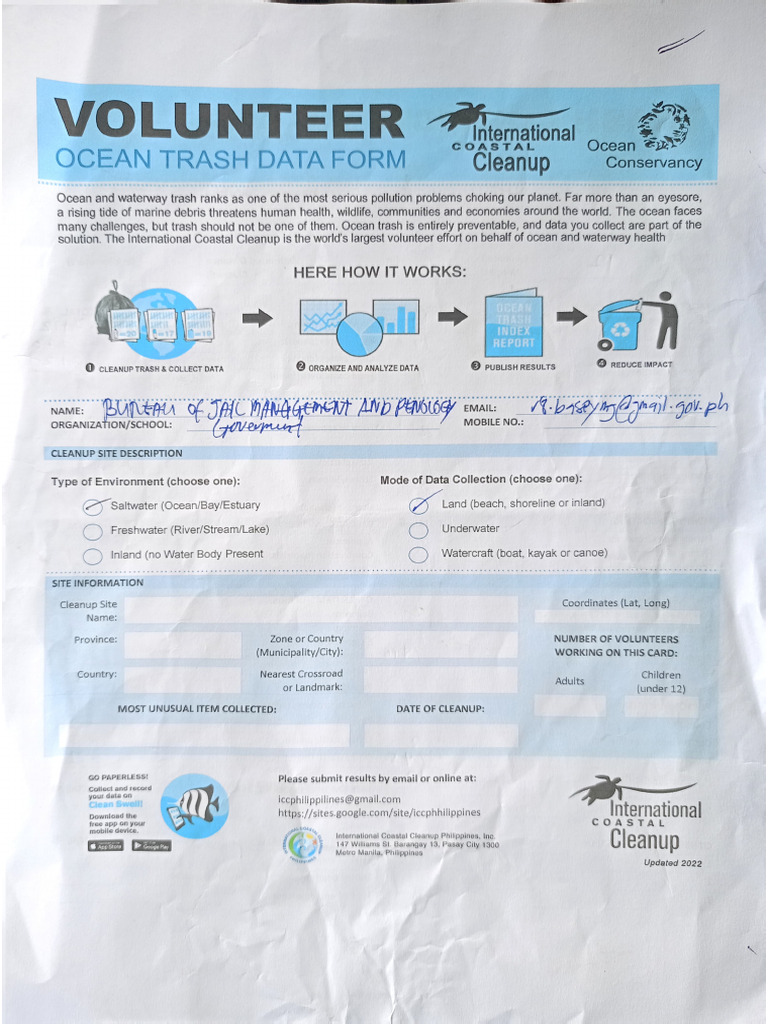 Ocean Trash Data Forms | PDF