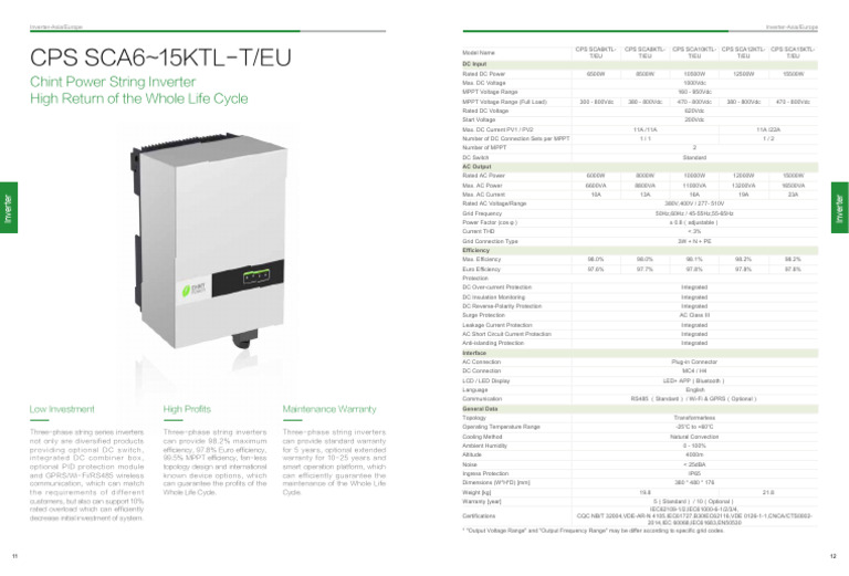 Chint 10kw On Grid Inverter | PDF | Power Inverter | Computers