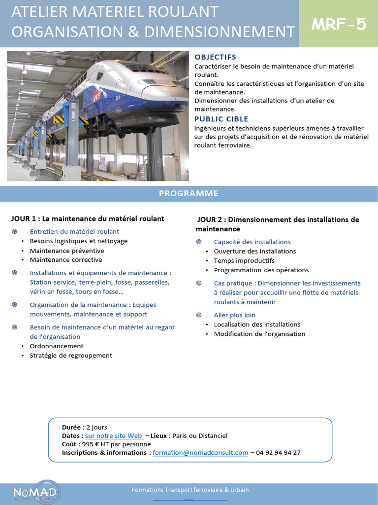 Atelier Materiel Roulant Organisation Et Dimensionnement | PDF