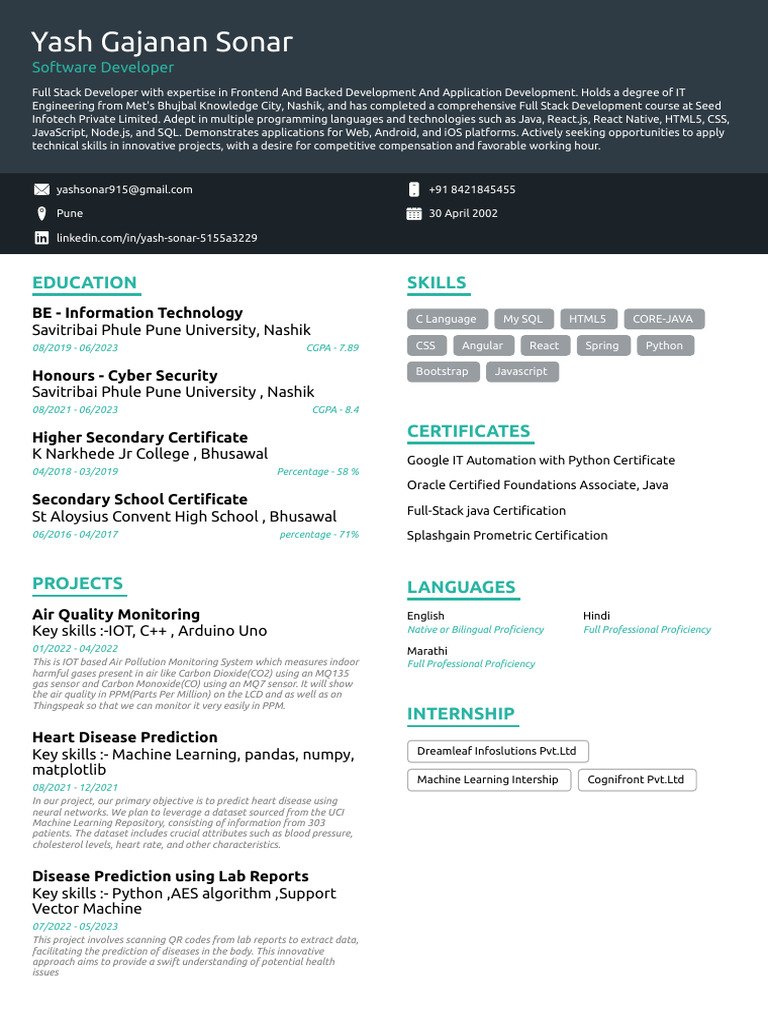 Yash Sonar Java | PDF
