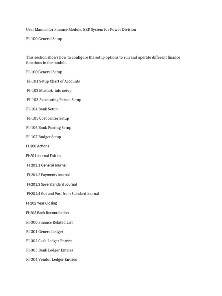 ERP Finance Module User Guide | PDF
