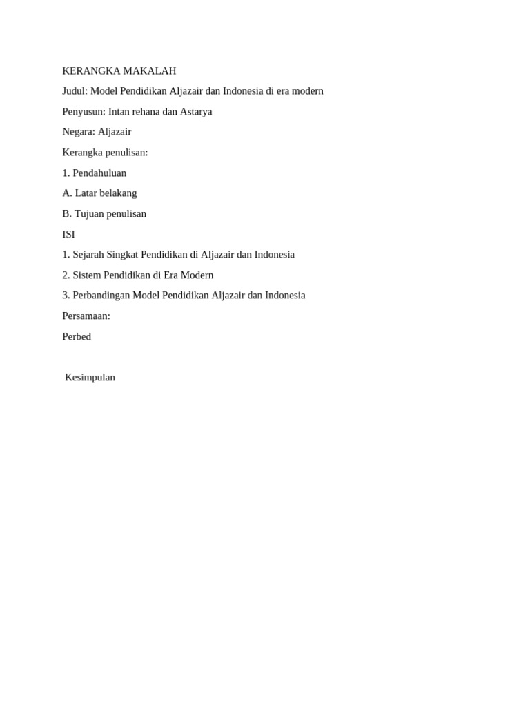 Kerangka Makalah Ppni Intan Astarya | PDF