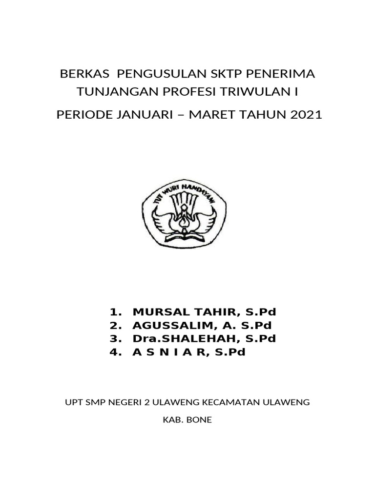 Sampul Berkas Pengusulan SKTP Penerima Tunjangan Profesi | PDF