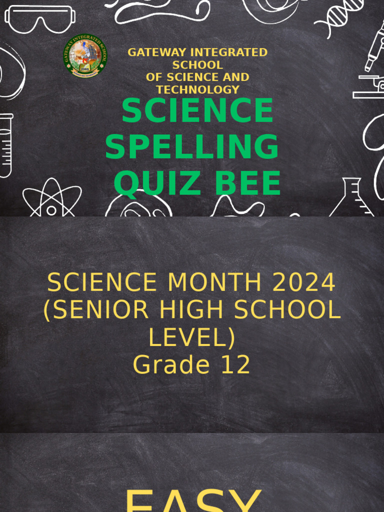 Science Spelling Quiz Bee G12 | PDF