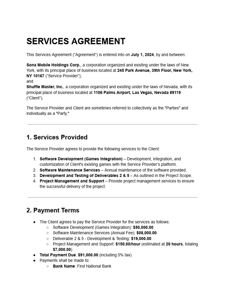 Services Agreement | PDF