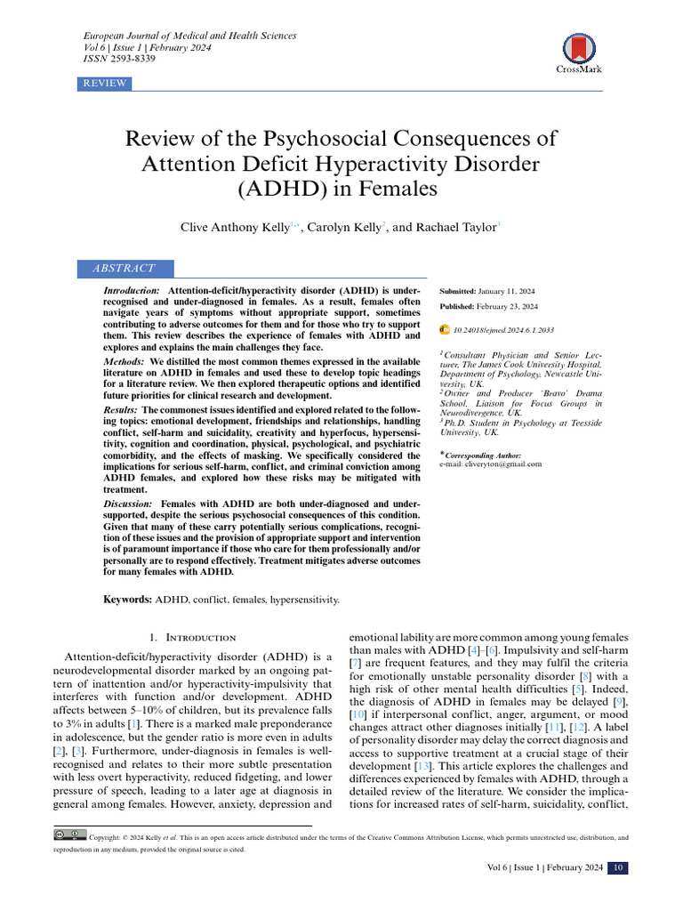 Review of The Psychosocial Consequences of Attention Deficit ...