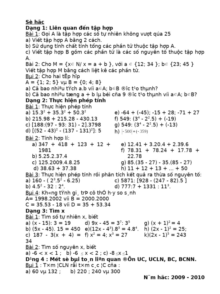 Bai Tap Chuong 1 So Hoc 6 | PDF