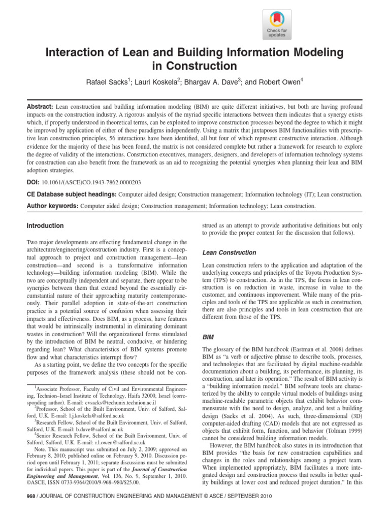 BIM and Lean | PDF | Building Information Modeling | Information