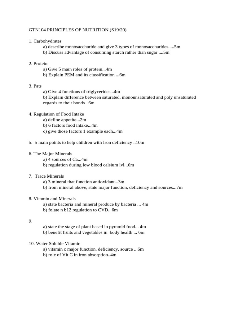 GTN104__PRINCIPLES OF NUTRITION (S19.20) | PDF