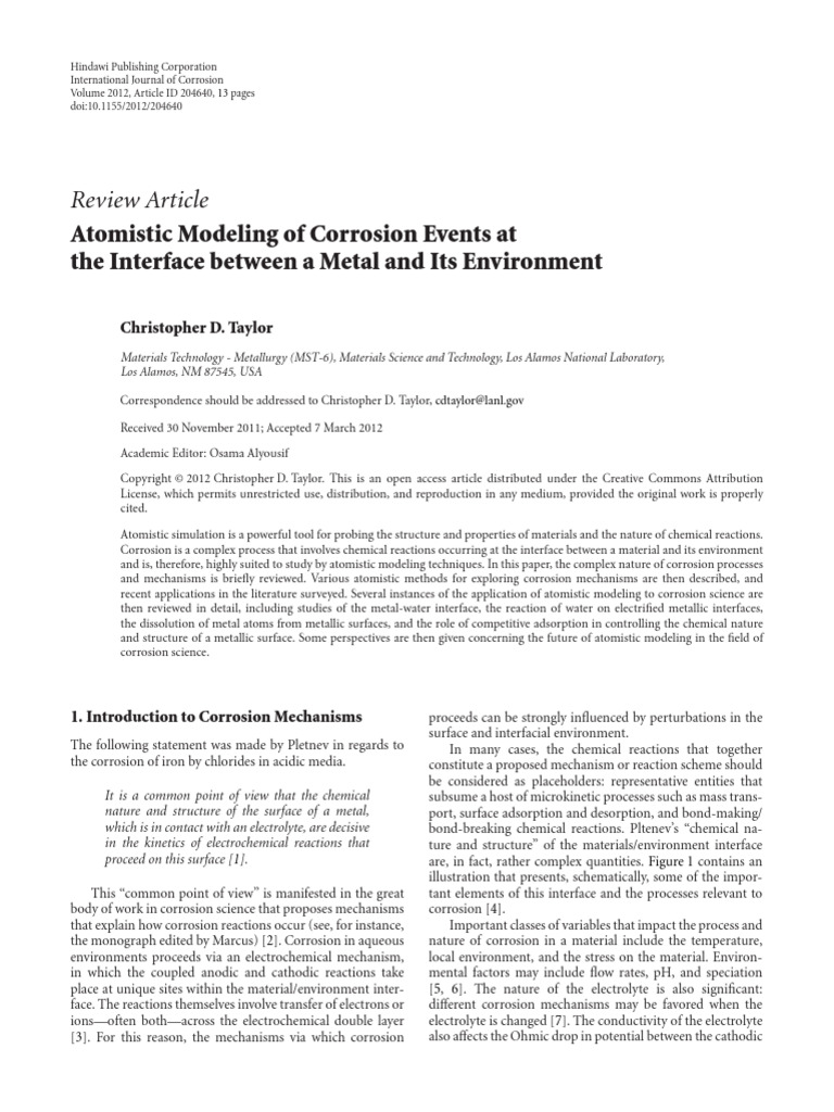 Atomistic Corrosion Modelling | PDF | Corrosion | Teaching Methods ...