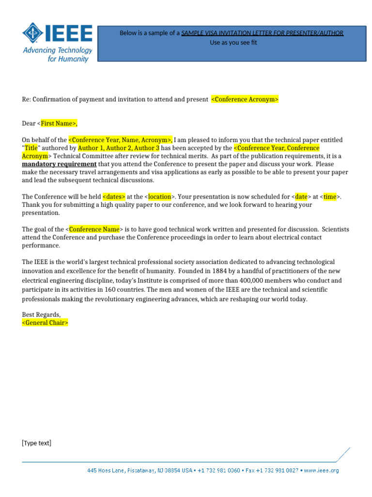 Visa Request Letter Templates | PDF