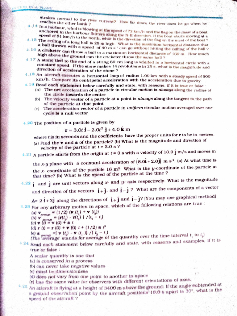 Motion in Plane Questions | PDF