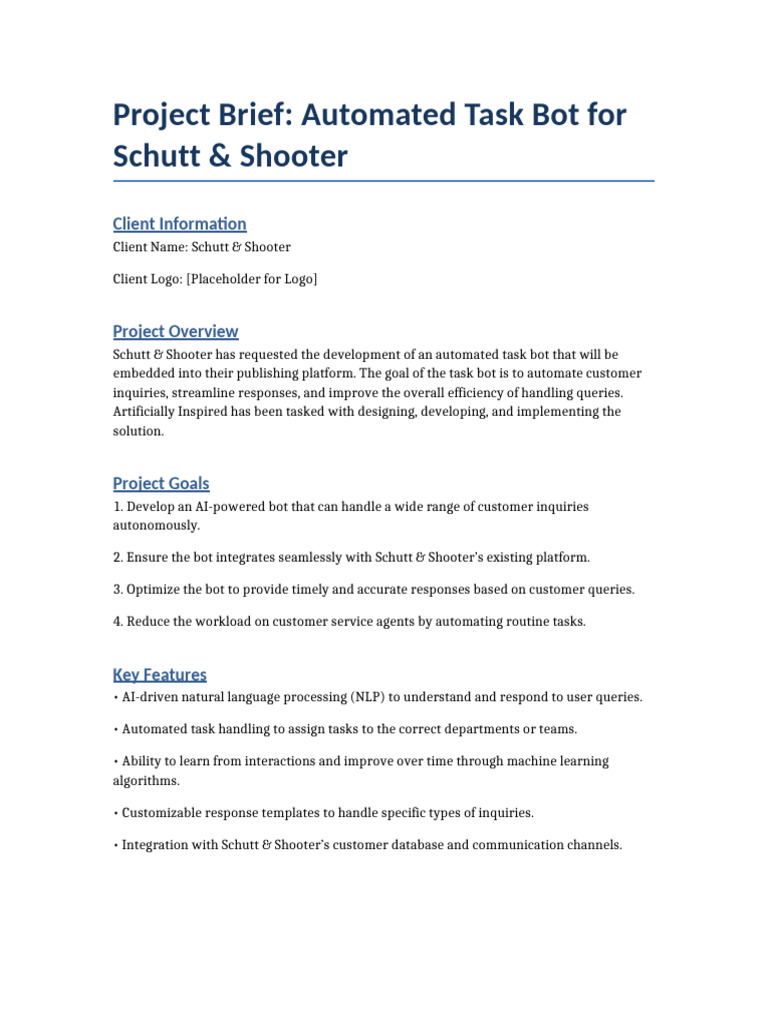 Schutt Shooter AI Bot Project Brief | PDF