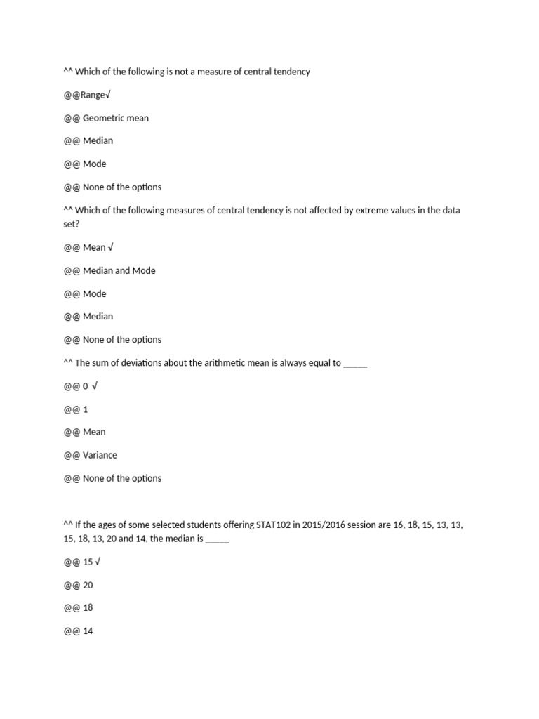 Stat Tutorial Questions-1 | PDF