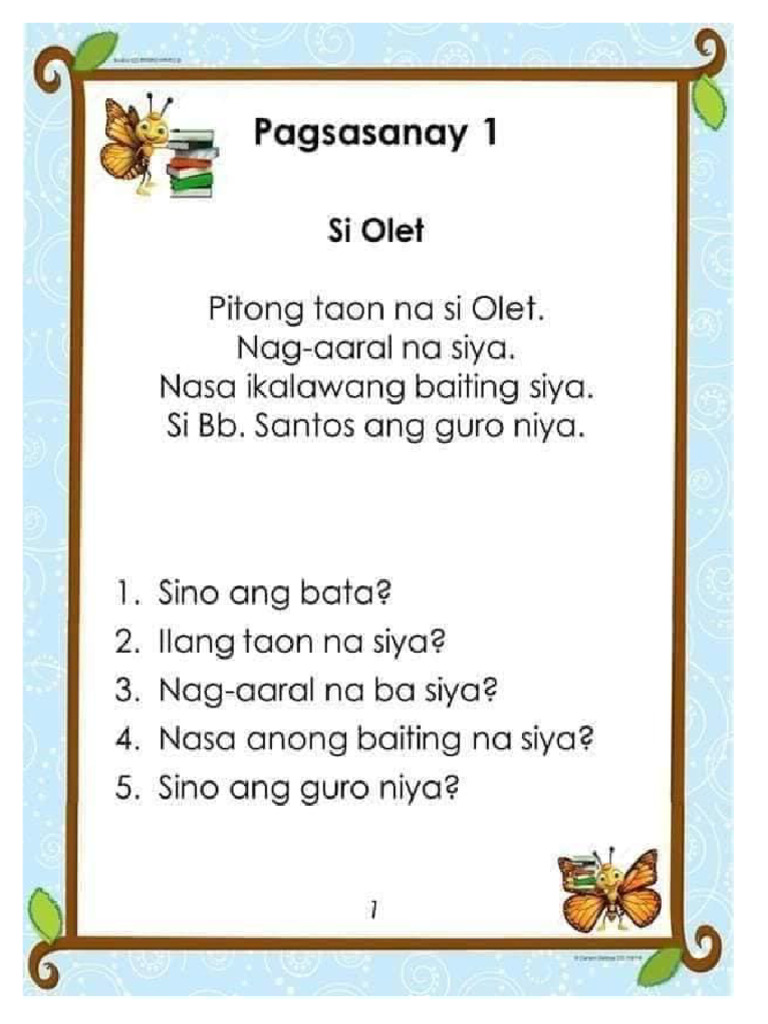 Pagsasanay Sa Pagbasa | PDF