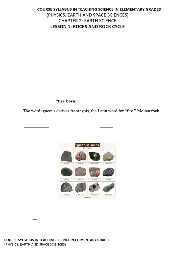 Chapter 2- LESSON 2. ROCKS AND ROCK CYCLe | PDF