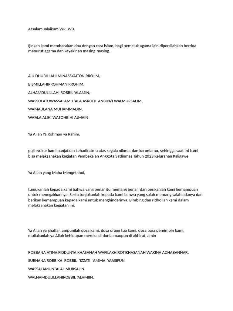 Doa Acara | PDF | Agama & Spiritualitas