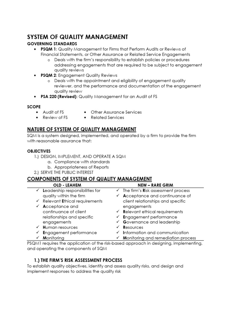 System of Quality Management | PDF