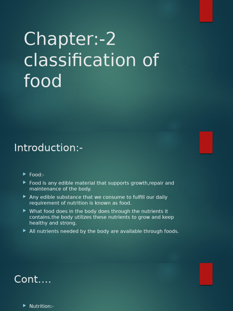 Classification of Food - Anu | PDF