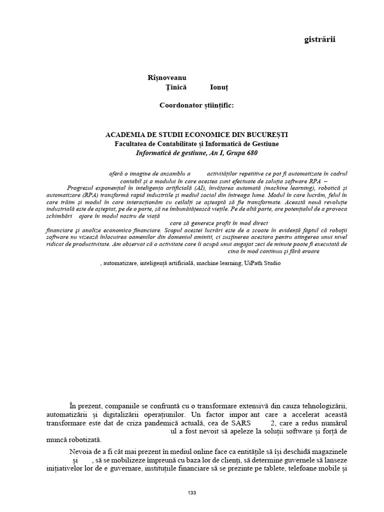 Tinica Studiu RPA | PDF