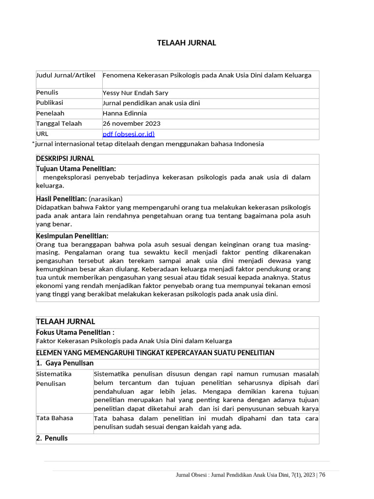 Format Telaah Jurnal | PDF