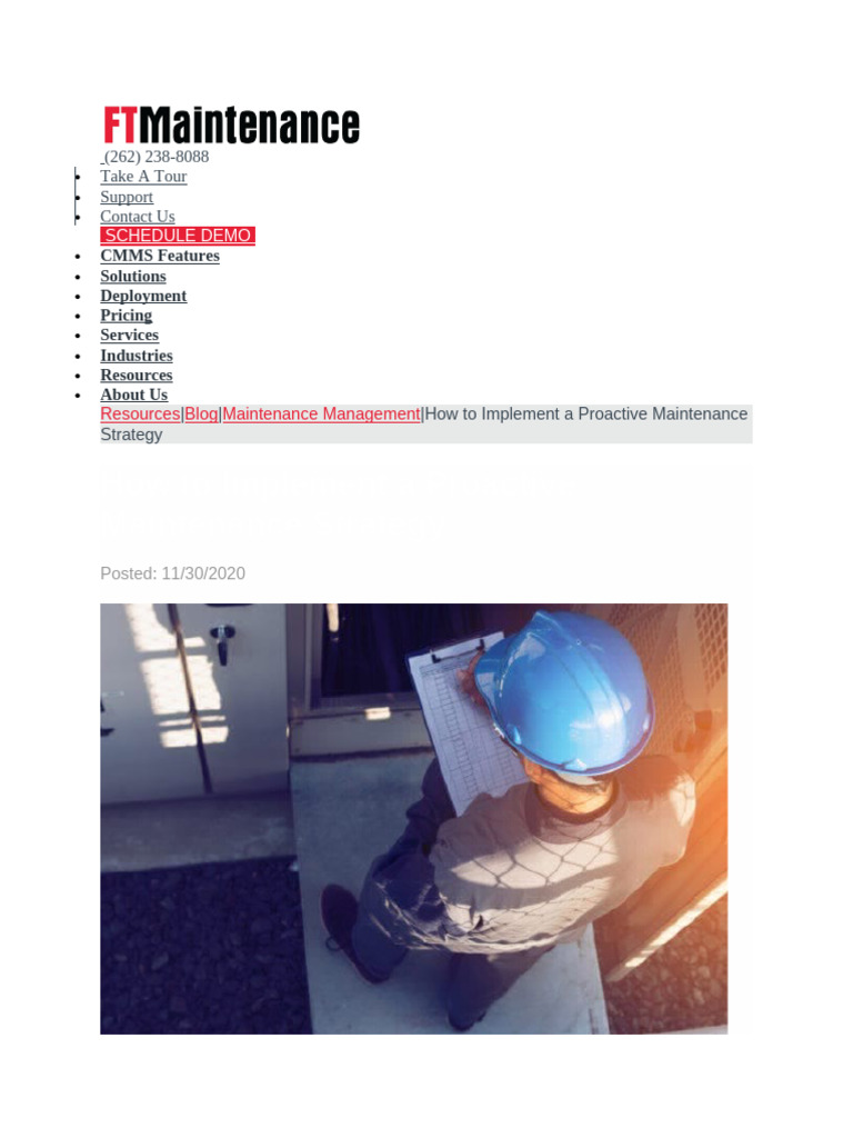 How To Implement A Proactive Maintenance Strategy: (262) 238-8088 Take ...