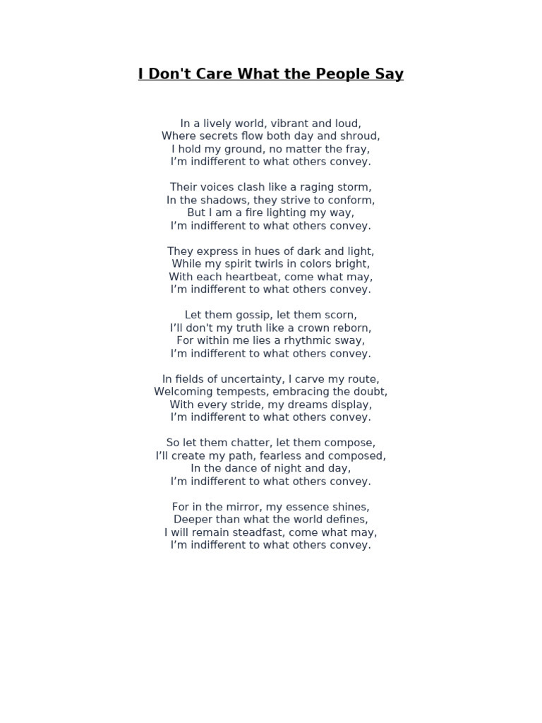 I Do Not Care What People Say | PDF