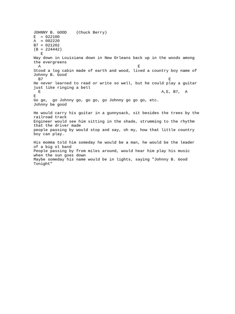 JOHNNY B GOOD - Chuck Berry | PDF | Art