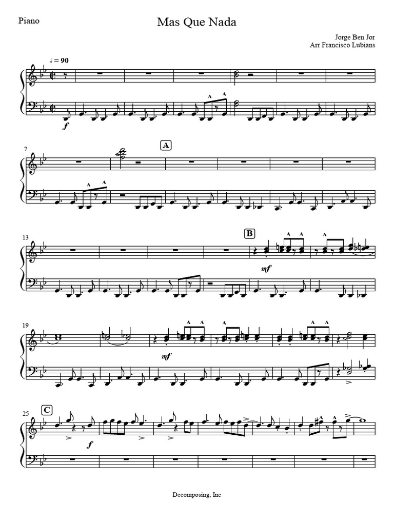 Mas Que Nada - Jorge Ben Jor - Brass Quintet-Part | PDF