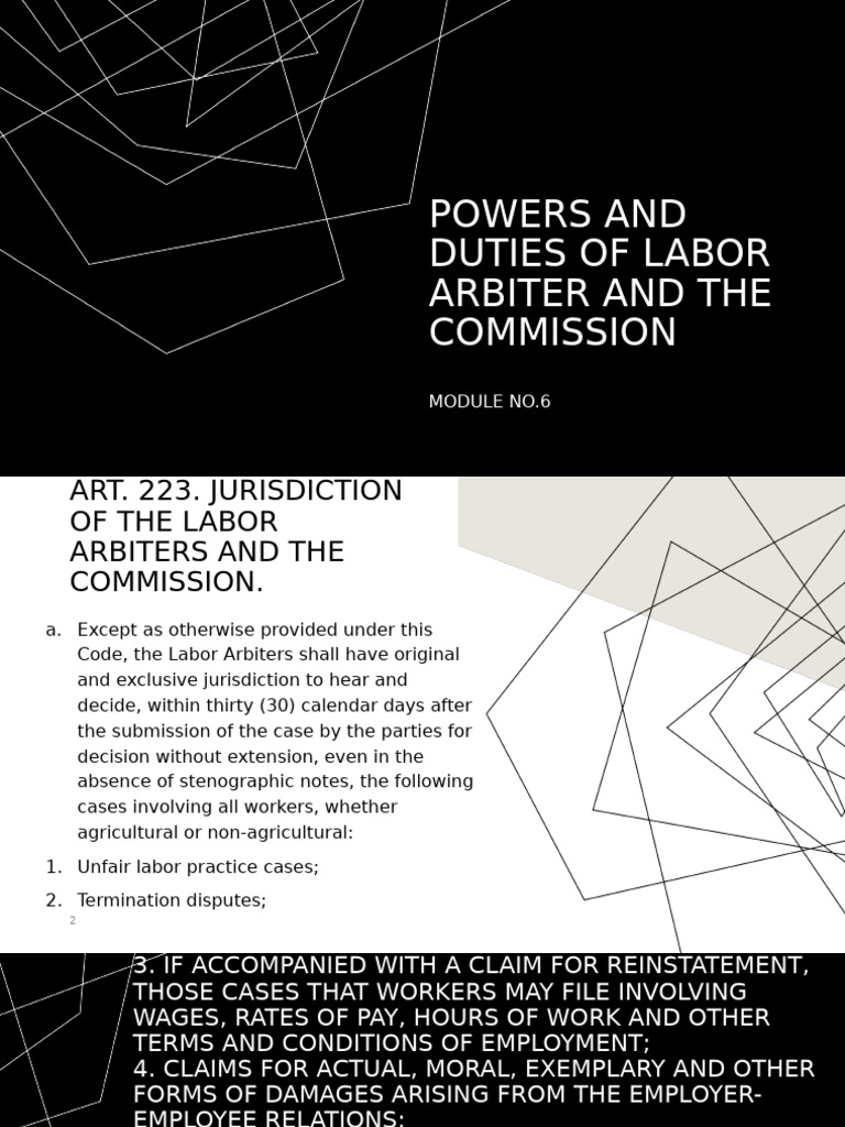Powers and Duties of Labor Arbiter and The | PDF