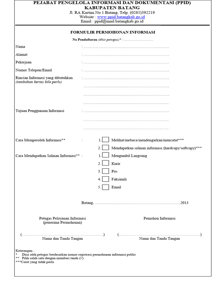 Formulir Permohonan Informasi | PDF