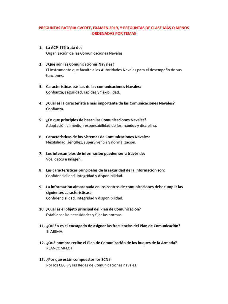 RECOPILACION PREGUNTAS COMUNICACIONES (1) | PDF