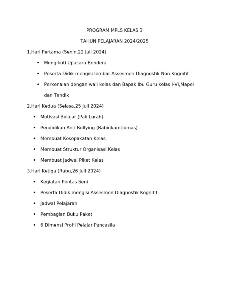 Program Mpls Kelas 3 | PDF