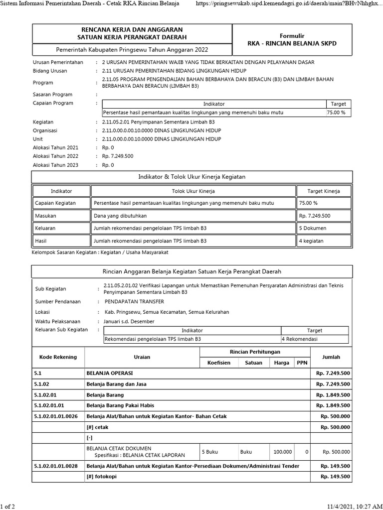 2.11.05.2.01 Penyimpanan Sementara Limbah B3 | PDF