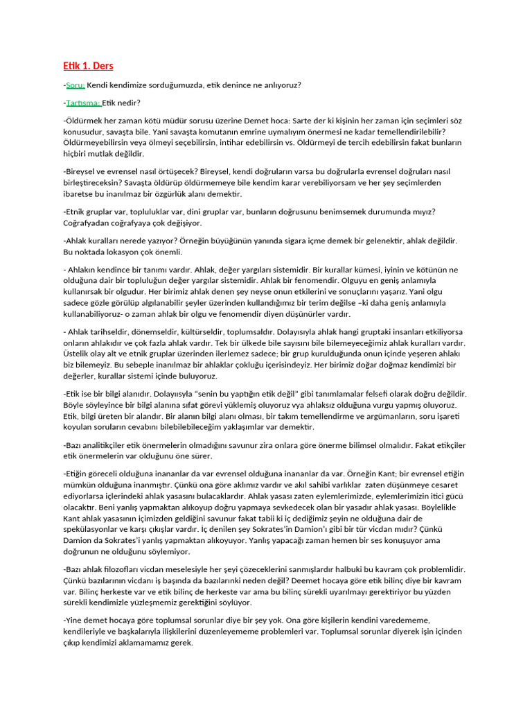 Etik Ses Kaydı Notları | PDF