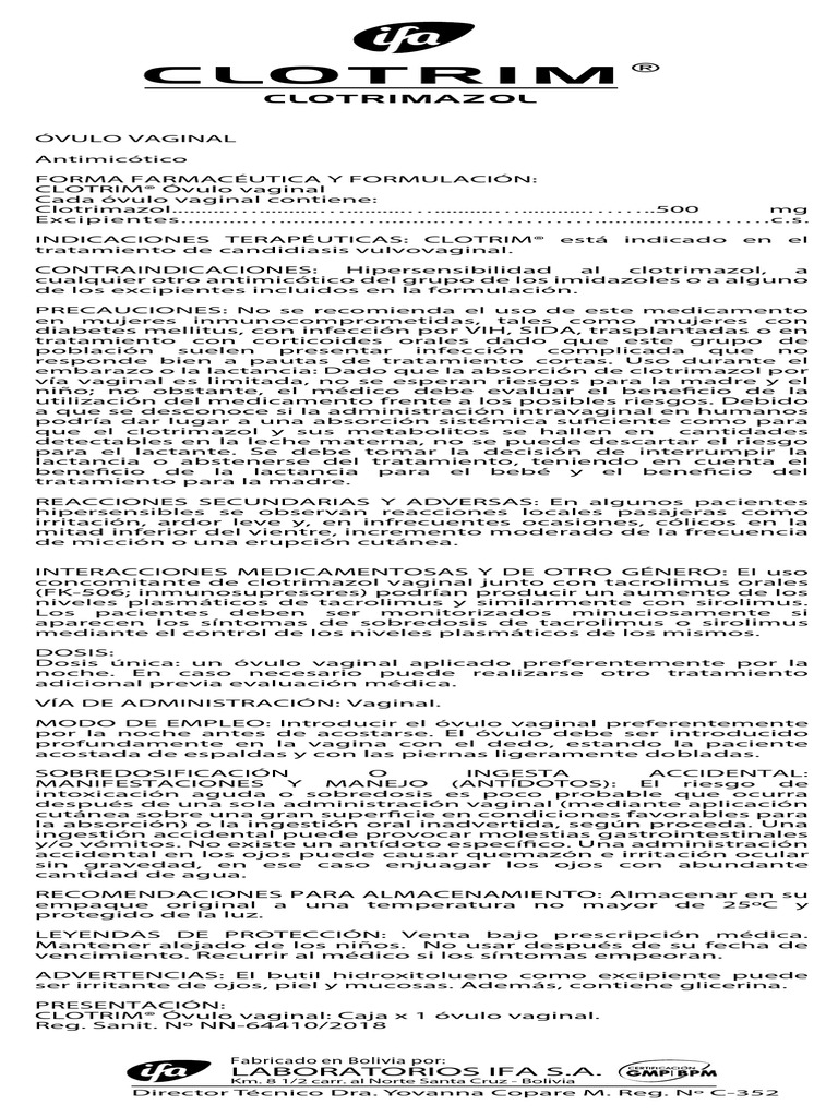 Clotrim Ovulos 1 | PDF
